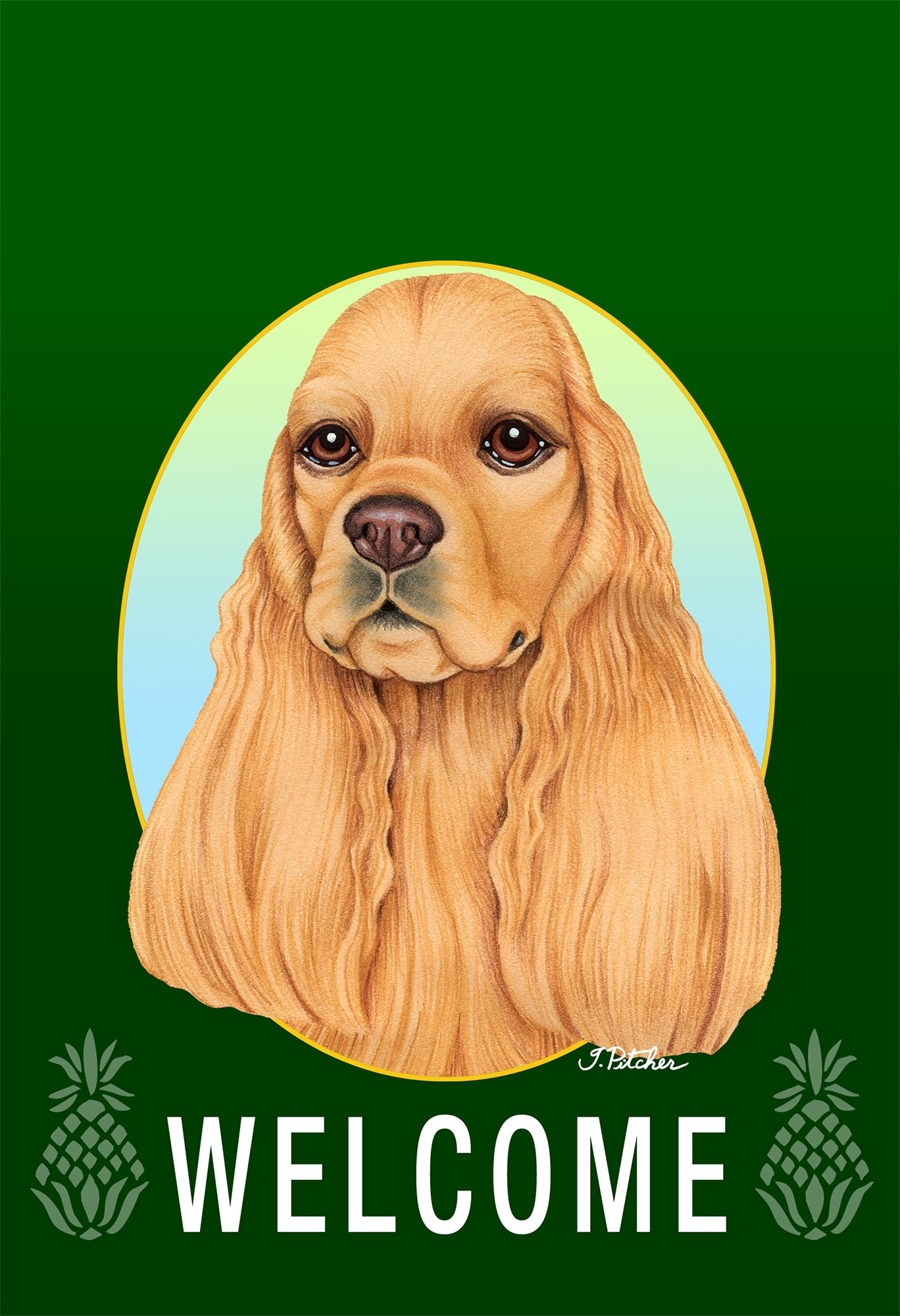 Cocker Spaniel Buff - Best of Breed Welcome Pineapples Garden Flags ...