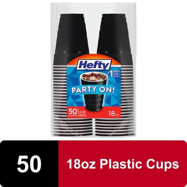 Hefty Disposable Plastic Cups, Black, 12 Ounce, 50 Count - Walmart.com