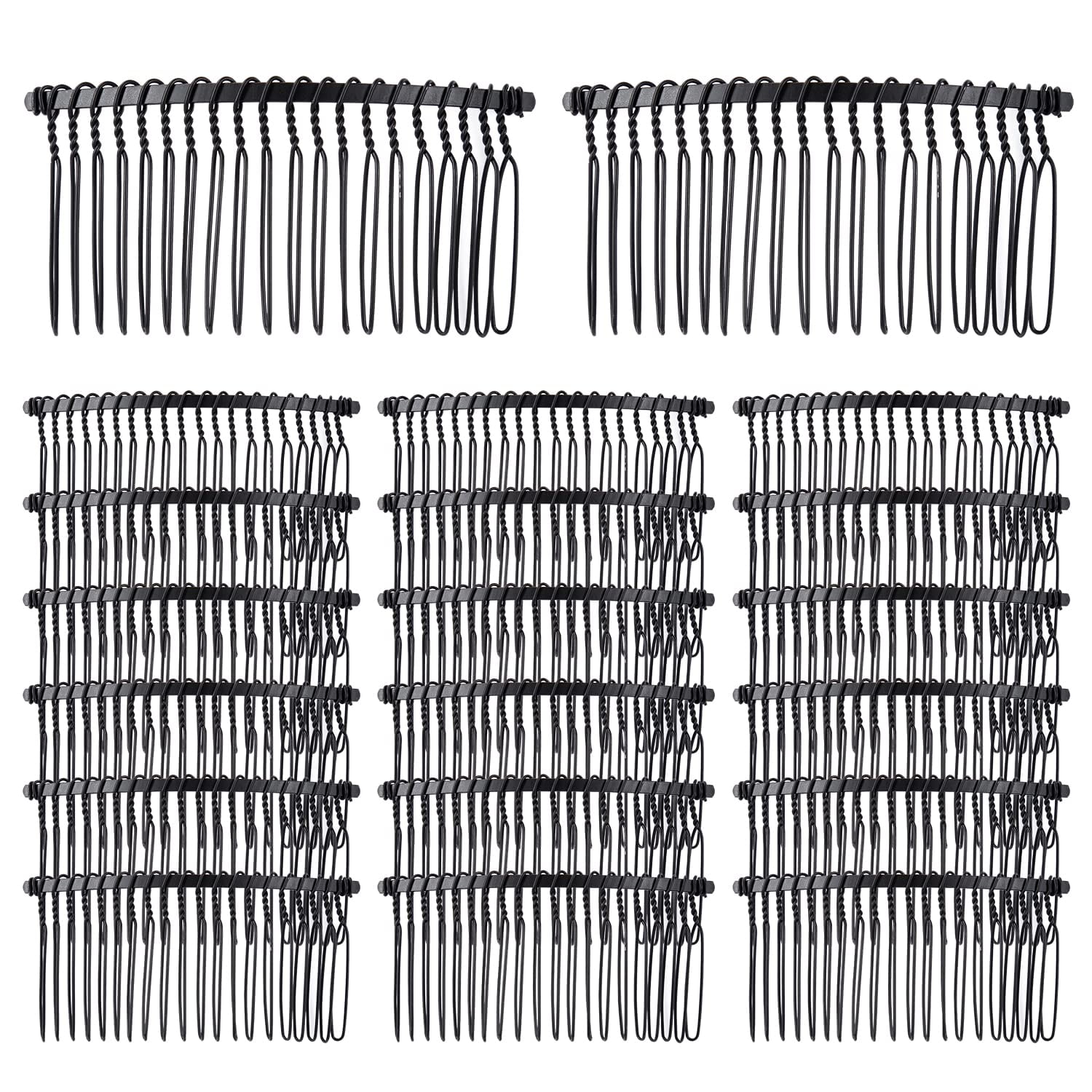 20 Pack Bulk 20 Teeth Black Metal Side Hair Combs Wire Twist Hair Clips ...