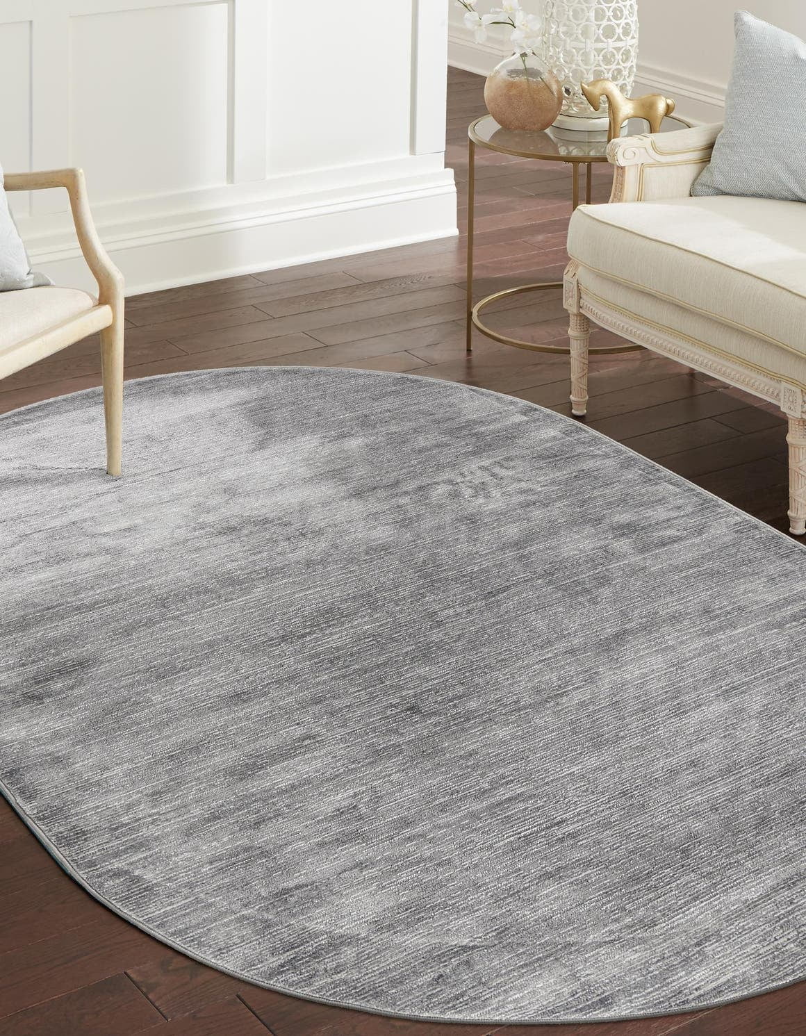 Rugs.com Finsbury Collection Rug – 5' 3 x 8' Oval Gray Medium Rug ...