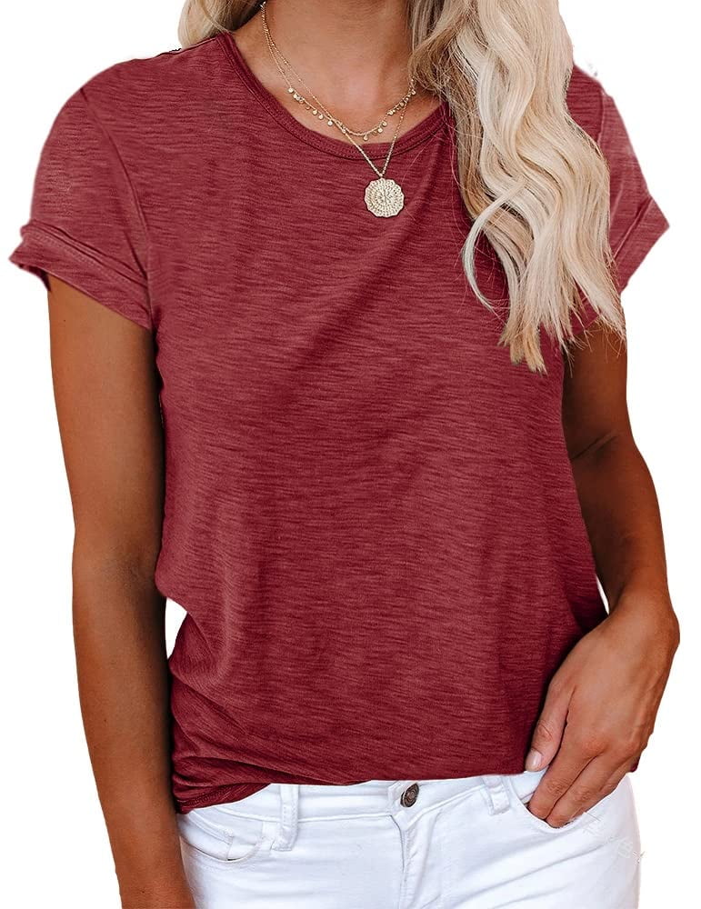 Delou Women's Short-Sleeve Crew Neck T-Shirt Casual Summer Cotton Tees ... Delou Women's Short-Sleeve Crew Neck T-Shirt Casual Summer Cotton Tees ...