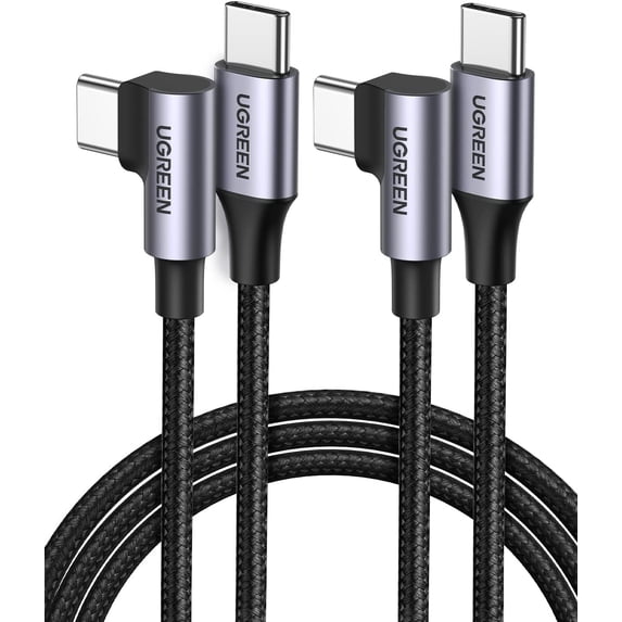 UGREEN 60W USB C to USB C Cable 2-Pack Right Angle USB C Charging Cable ...