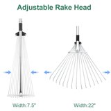 KAMIDA Adjustable Metal Rake for Leaves,Garden Dethatcher Yard Rake ...
