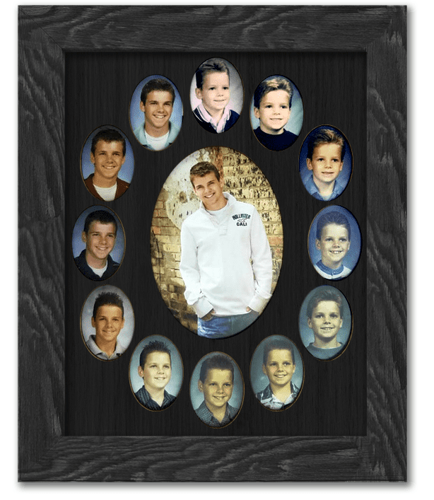 School Years Picture Frame - Oval Collage - Holds 2x3 Wallet Photos - K ...