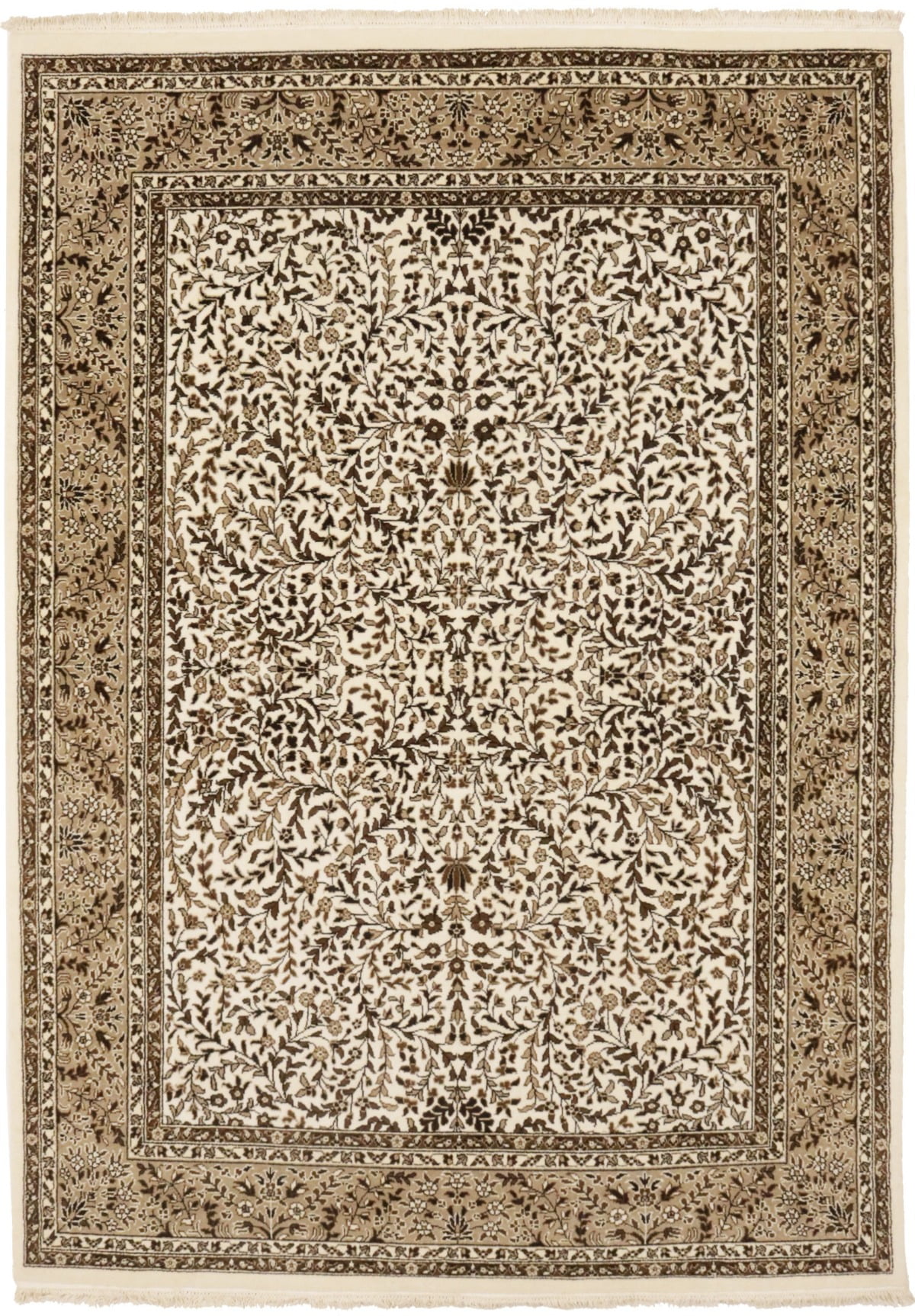 Cream Floral Kirman 6'5X9'2 Oriental Rug - Walmart.com