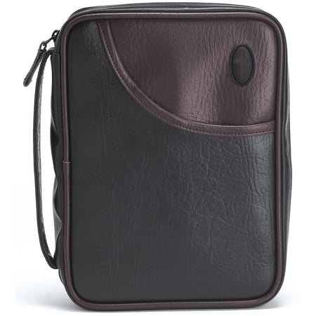 Black and Burgundy Leather Like Vinyl Bible Cover Case with Handle ...