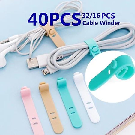 40/32/16pcs Mini Silicone Straps Headphones Storage Soft Tape Usb Wire ...