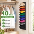 Wall-Mounted Baseball Cap Organizer, Holds 10 Hats with Adjustable ...