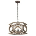 LNC 4-Light Farmhouse Rusyic Bronze and Distressed Wood Brown Drum Cage ...