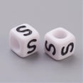 6MM Letter S White Letter Acrylic Cube Beads Horizontal Hole for ...