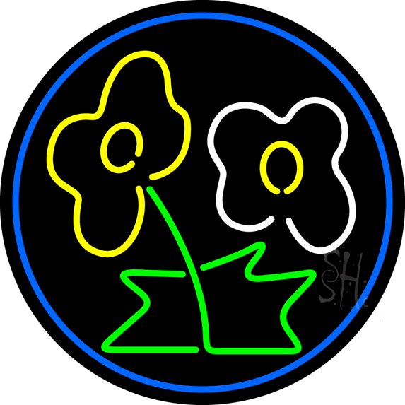Flower Logo LED Neon Sign 18 x 18 - inches, Black Square Cut Acrylic ...
