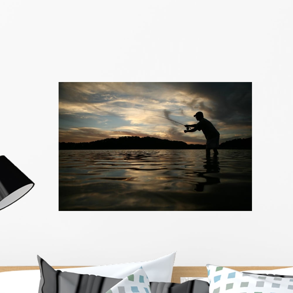 Fly Fishing Wall Mural by Wallmonkeys Peel and Stick Graphic (24 in W x ...