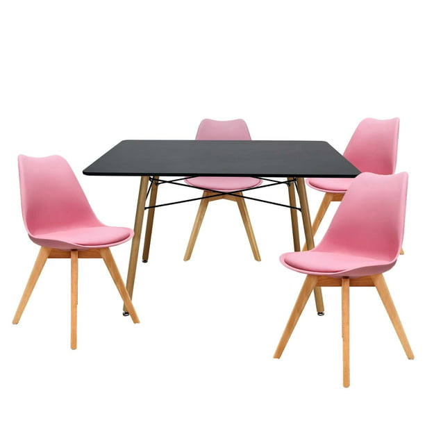 Set Comedor Oslo Mundo In Melamina 120 Negro 4 sillas Frankfurt Rosa ...