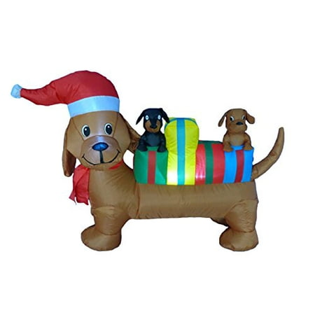 BZB Goods 4 Foot Long Lighted Christmas Inflatable Three Dogs Puppies ...