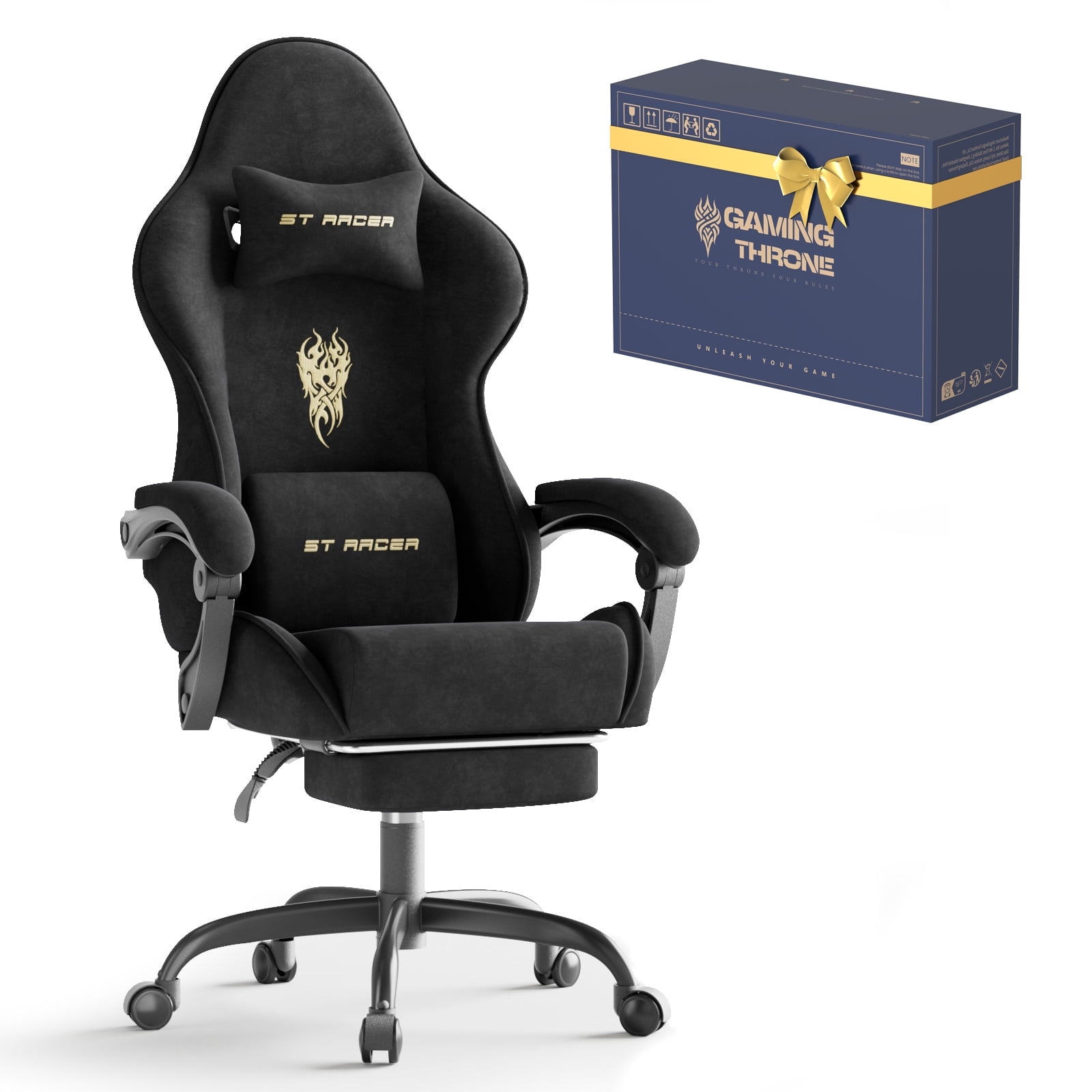 Click here for Luxvie Gaming Chair With Footrest Velvet Fabric Hi... prices