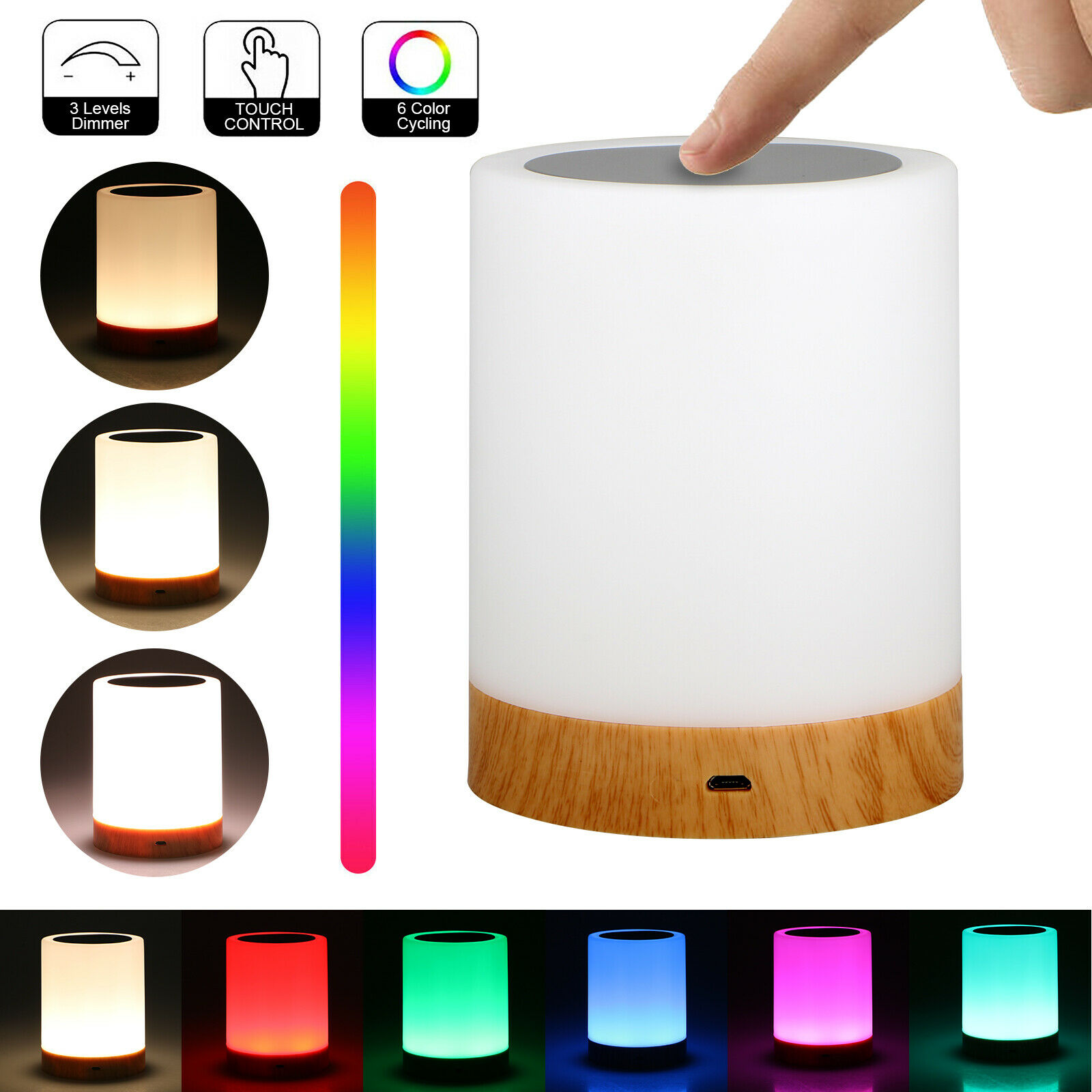 LED Touch Sensor Dimmable Table Lamp Baby Room Sleeping Aid Bedside ...