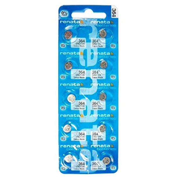 Renata #364 Silver Oxide Battery - 10 Pack (364-10) - Walmart.com ...