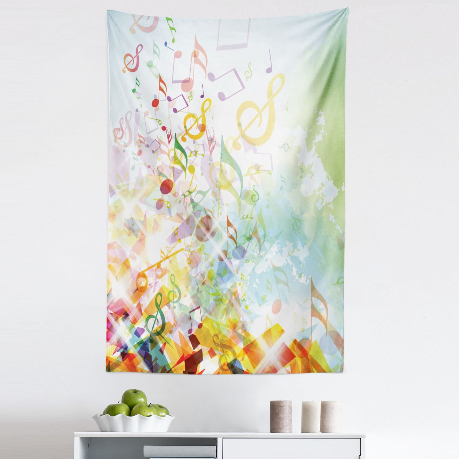 Music Note Tapestry, Pattern of Colorful Shattered Elements Geometric ...