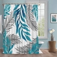 Blue Willow Leaf Shower Curtain for Bathroom, Abstract Art Leaves ...