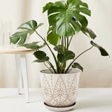 Gepege 8 Inch Ceramic Planter Pot with Drainage Holes, Saucers, and ...