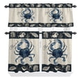 Blue Crab Fish Shell Ocean Life Curtain Tier and Valance Set 3 Piece ...