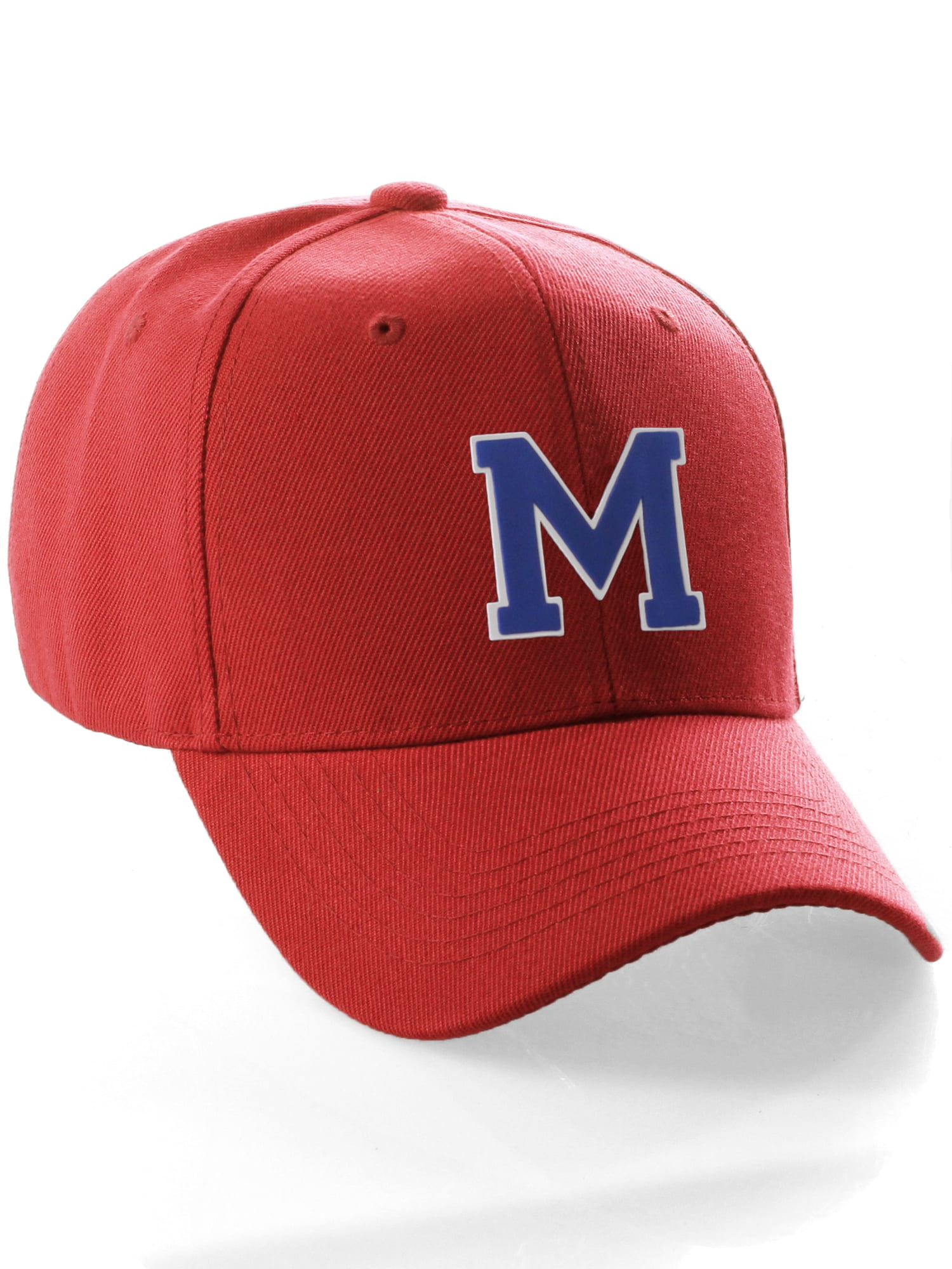 Classic Baseball Hat Custom A to Z Initial Team Letter, Red Cap White ...