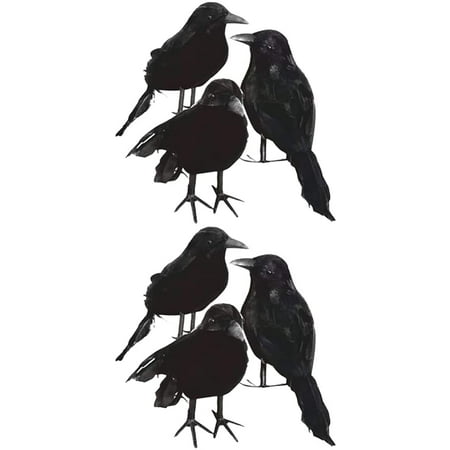 3 Pcs Black Crows Artificial Crows Halloween Decoration Feathered Crows ...