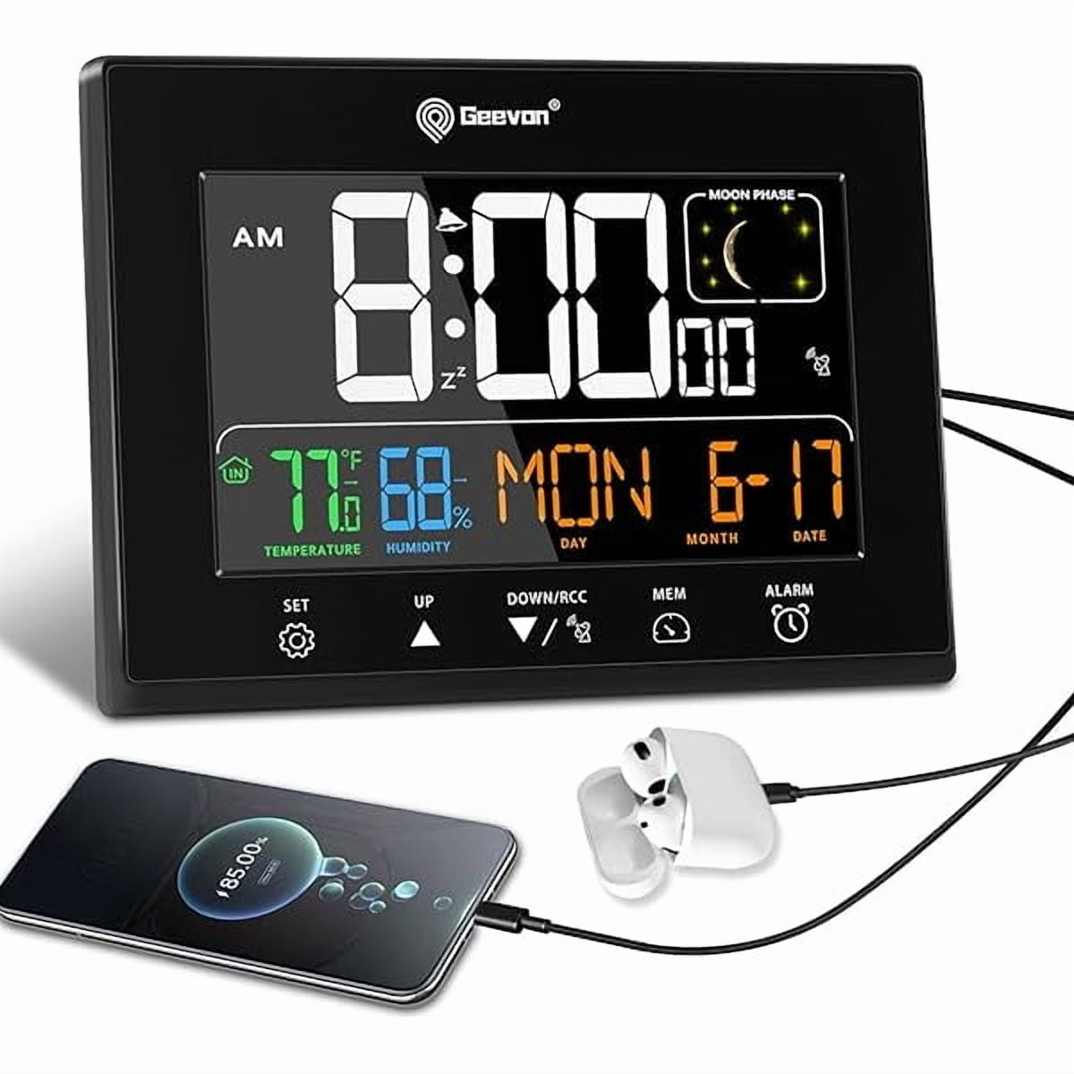 wonima02 Digital Atomic Alarm Clocks for Bedrooms, Color VA Display ...