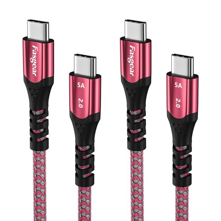 Fasgear USB C to USB C Cable 1.6ft,2-Pack 100W(5A) Power Delivery USB 2 ...