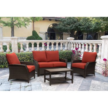 Outdoor Patio Williamsport 4 Pieces Deep Seating Set - with Furniture ...