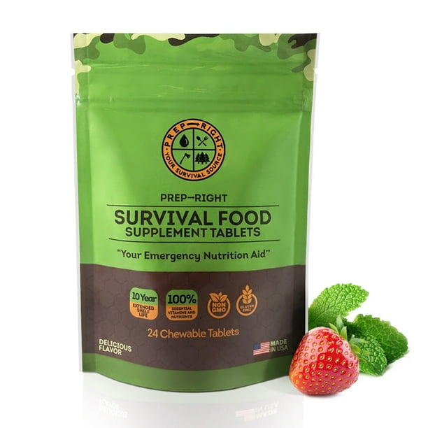 Prep-Right Survival, 24 Pack Chewable Emergency Preparedness Food ...