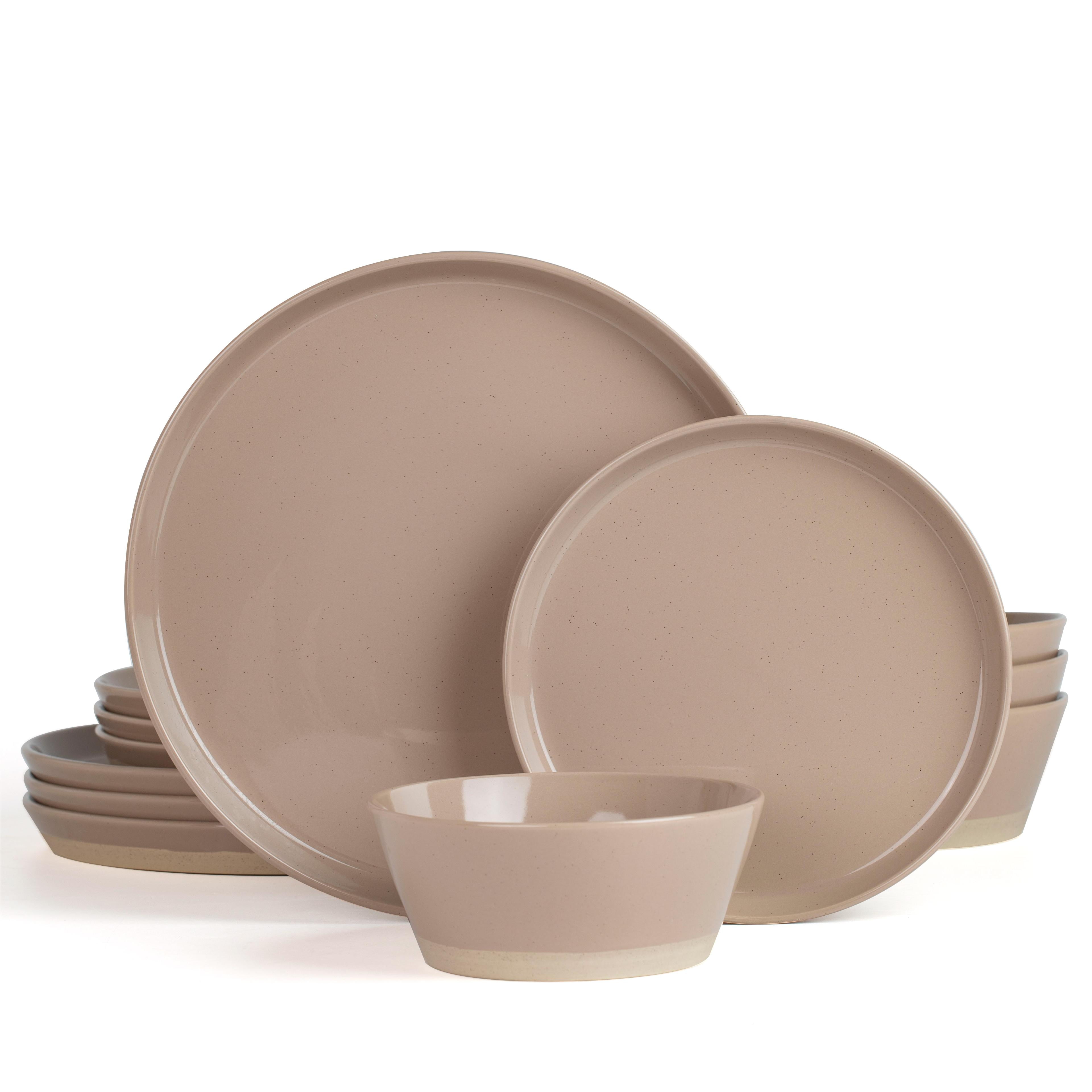 Famiware Saturn Dinnerware Sets, 12 Piece Speckle Dish Set, Plates and ...
