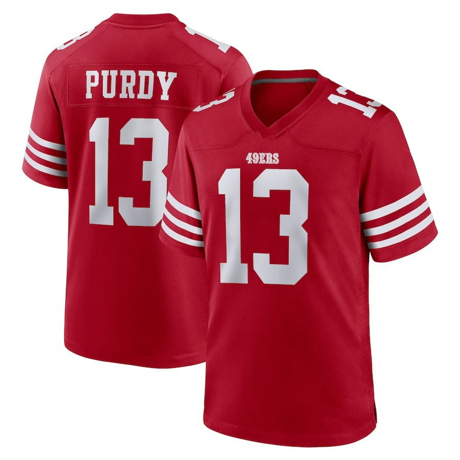 49ers football jersey PURDY 13# Red jersey football embroidered team ...