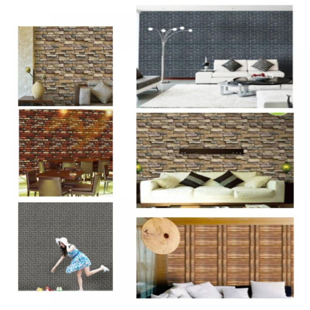 3D Brick Wall Stickers Self-Adhesive PVC Wallpaper Peel and Stick 3D ...