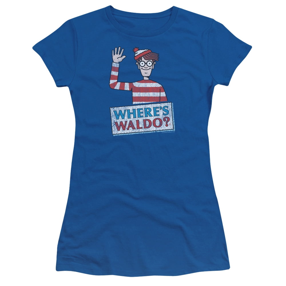 Wheres Waldo - Waldo Wave - Juniors Teen Girls Cap Sleeve Shirt - XX ...