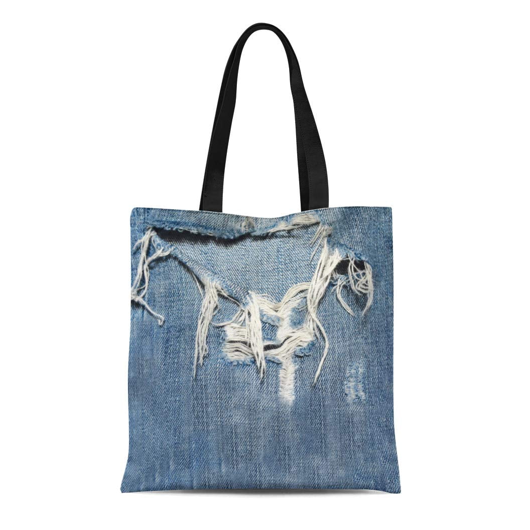 ASHLEIGH Canvas Tote Bag Old 107 Denim Distressed Worn Blue Jeans West ...
