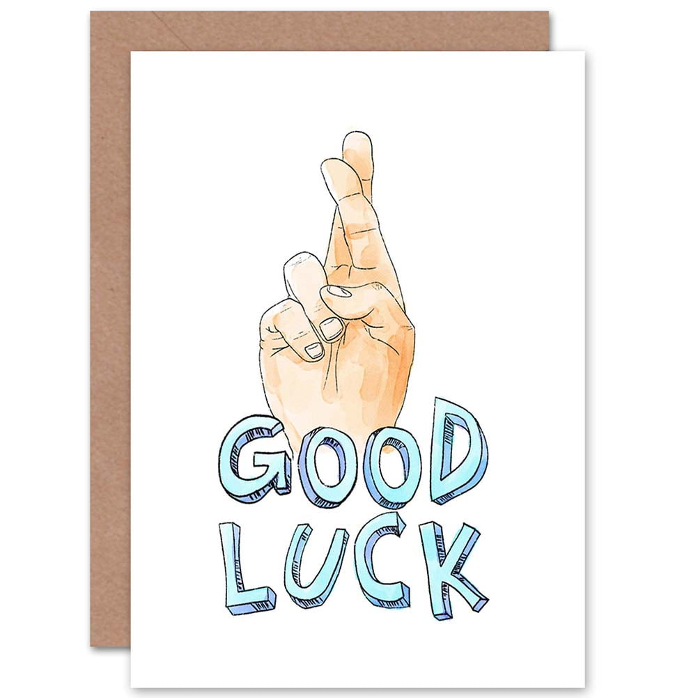 Good Luck Fingers Crossed Greetings Card Plus Envelope Blank inside ...