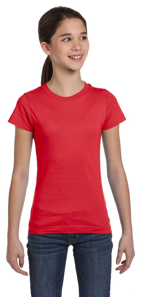 LAT 2616 Girls Fine Jersey T-Shirt - Red - X-Large - Walmart.com