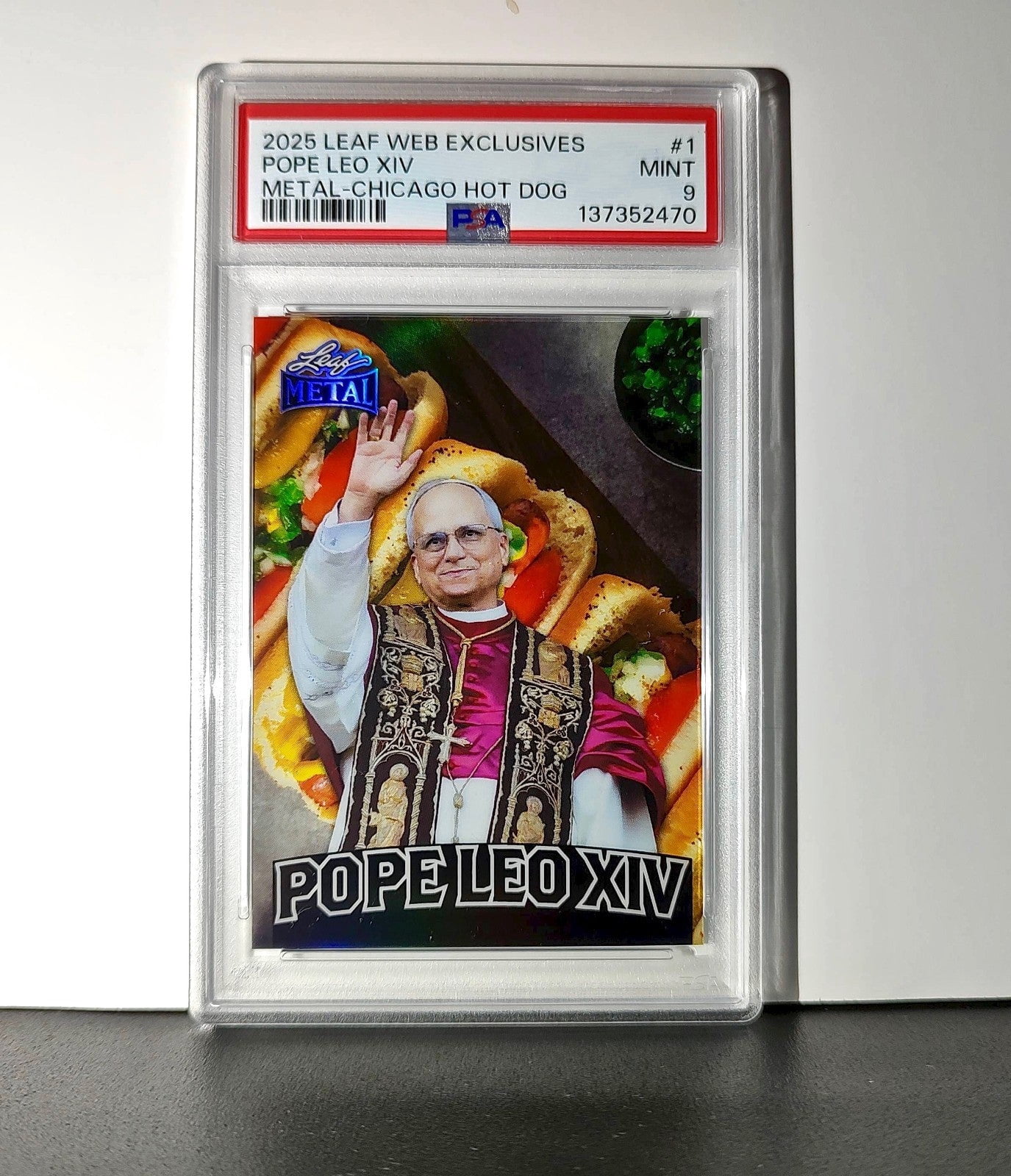 2025 Leaf Metal Pope Leo XIV 46/529 #1 Hot Dog Variant PSA 9 Mint ...