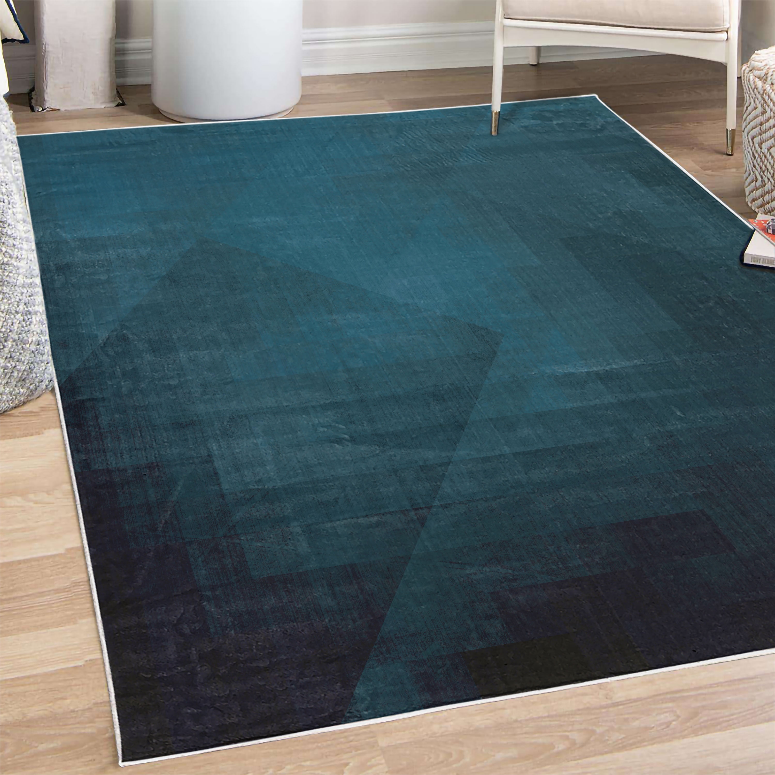 Geometric Decorative Rug, Abstract Colored Squares in Faded Color ...