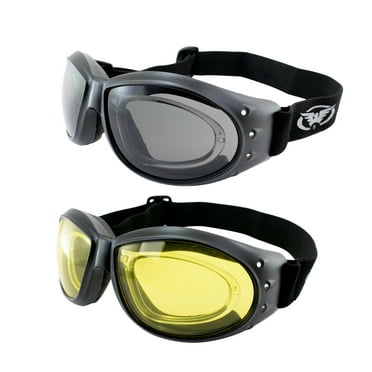 2 Pairs of Global Vision Windshield Padded Motorcycle Riding Goggles ...