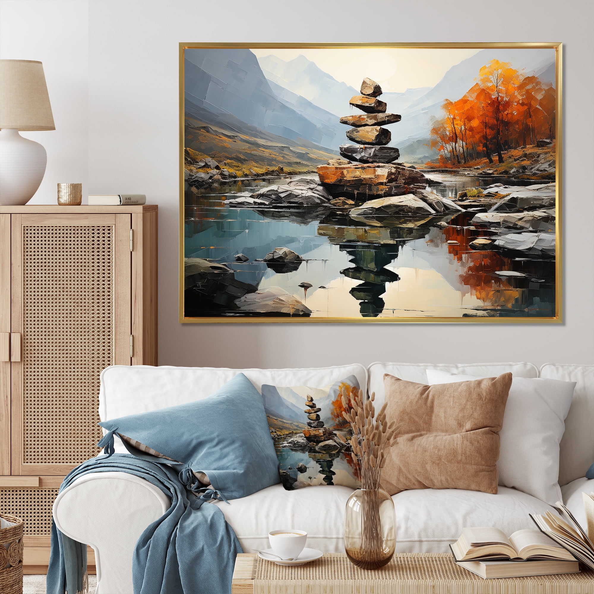 Click here for Designart Spiritual Stone Framed Wall Art  Echoes... prices