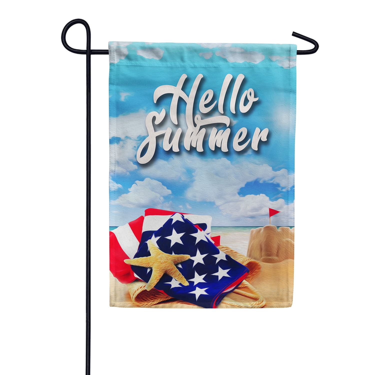 America Forever Hello Summer Tropical Beach Garden Flag 12.5 x 18 ...