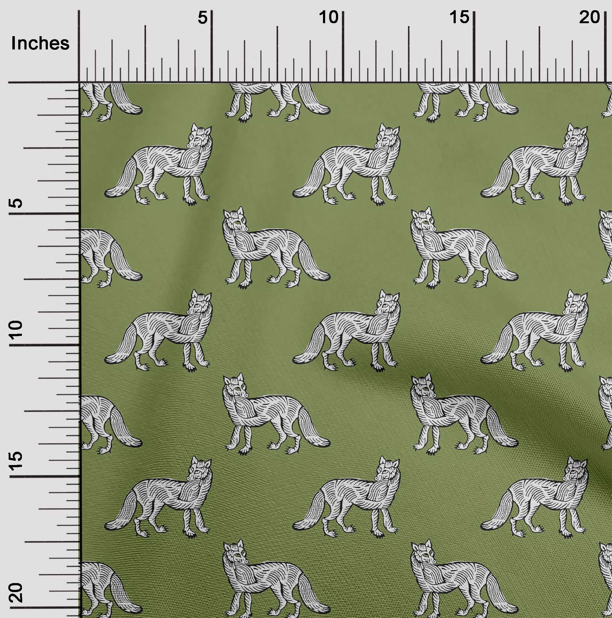 oneOone Organic Cotton Poplin Twill Fabric Fox Block Print Fabric By ...