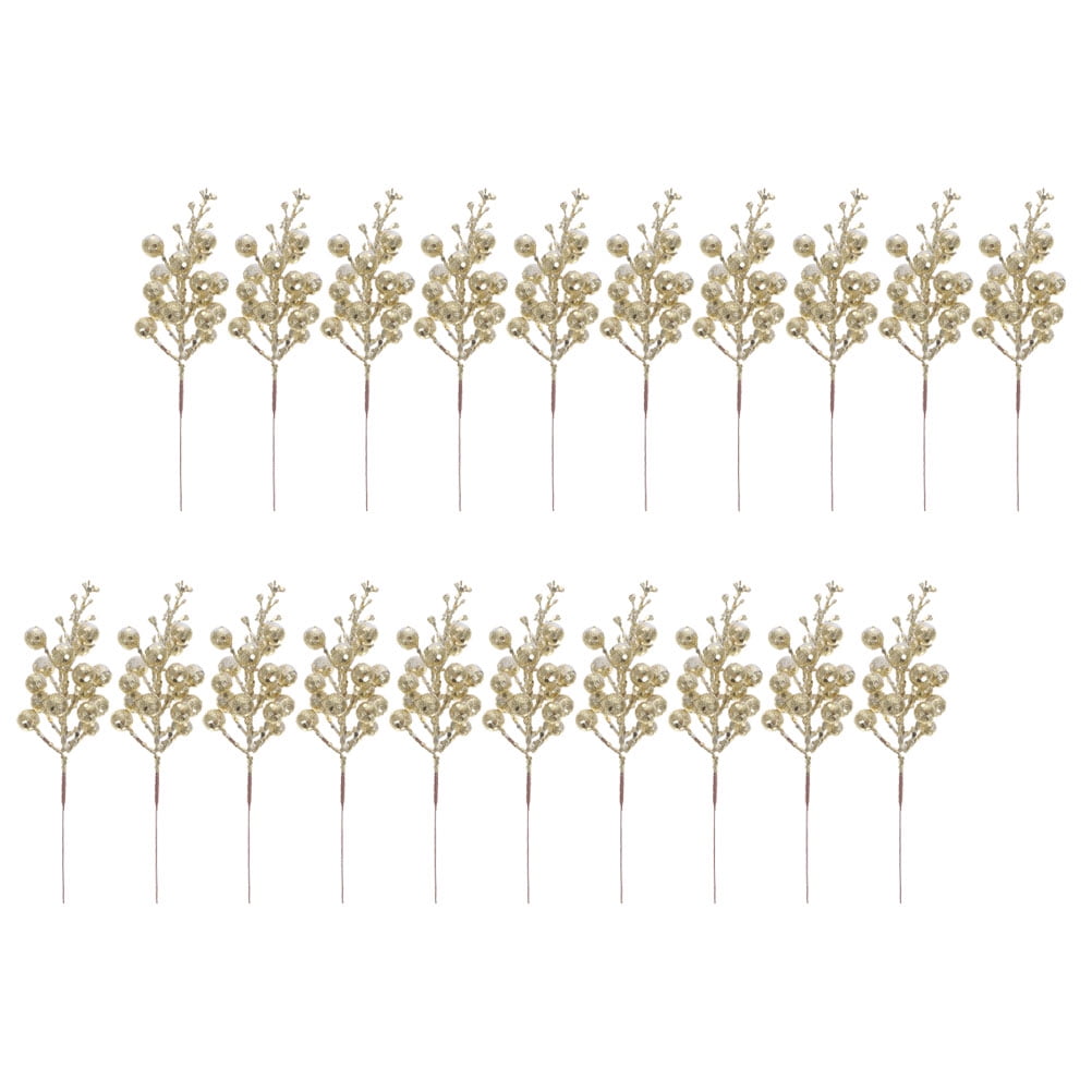 HEATSHAKING 20Pcs Artificial Christmas Berry Picks with Glitter for ...