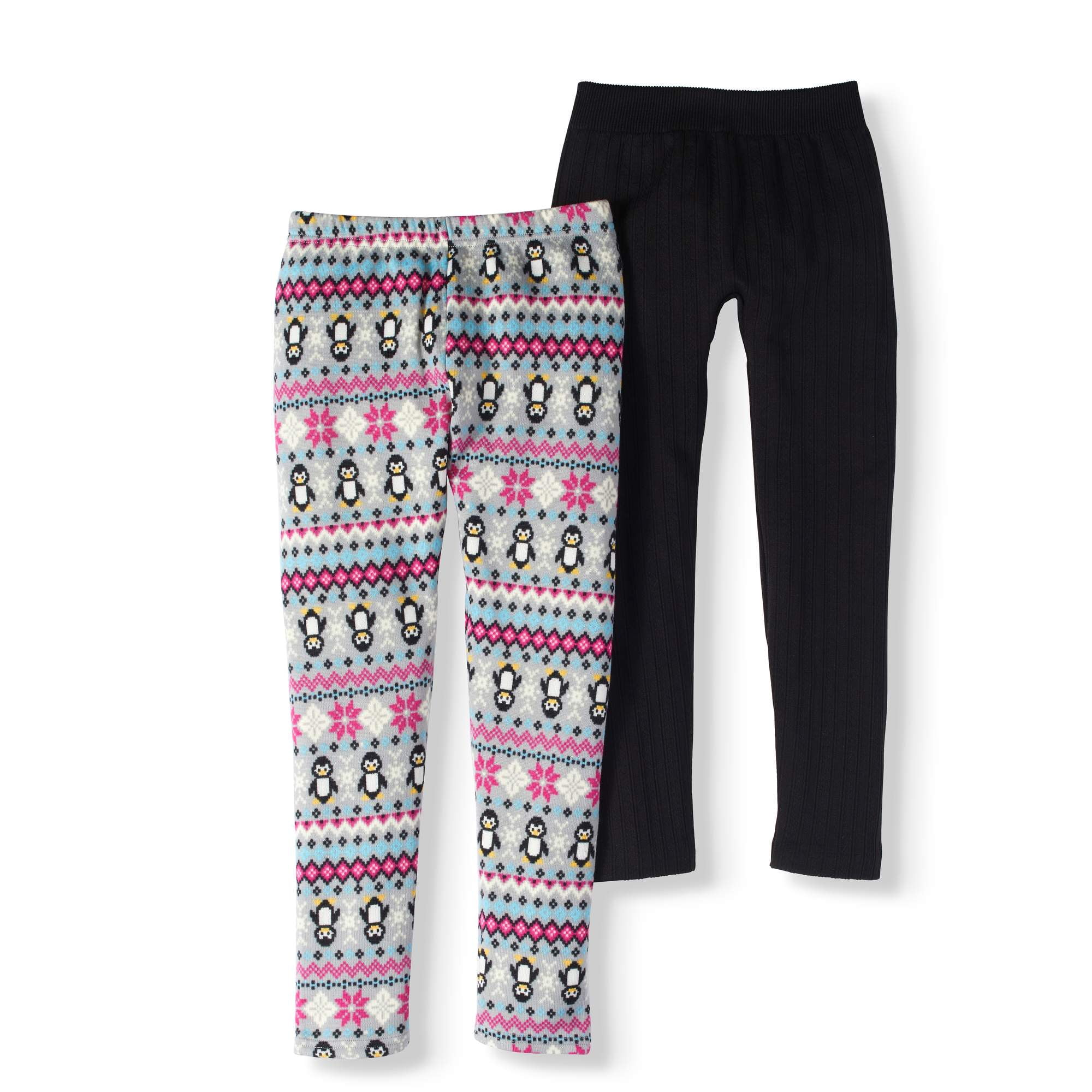 Girls' Hacci Solid and Printed 2-pack Legging Set - Walmart.com