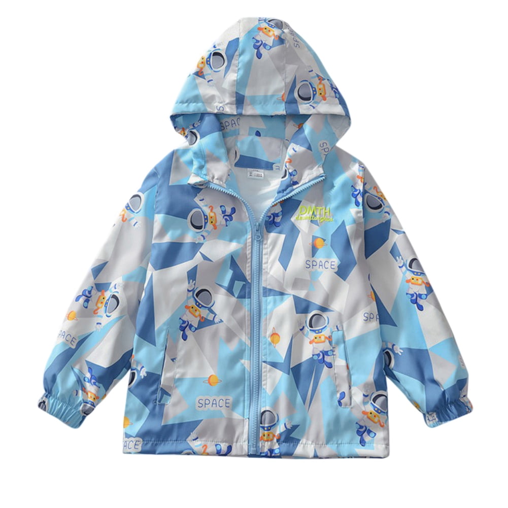 URMAGIC 4-14Y Child Boy Girl Space Hooded Windbreaker Lightweight ...
