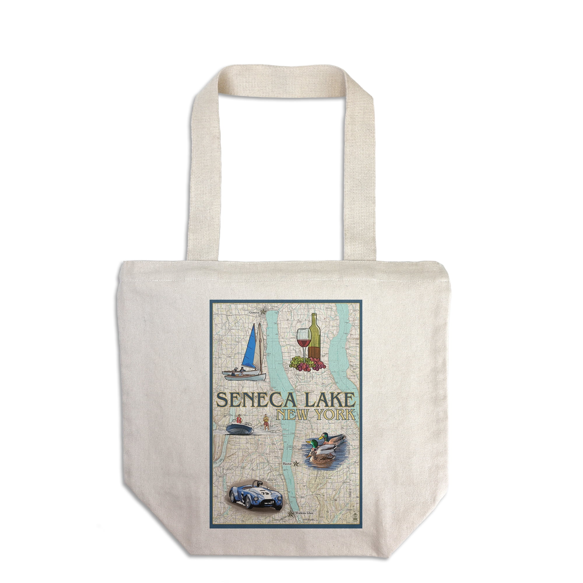Seneca Lake, New York, Nautical Chart (100% Cotton Canvas Reusable Tote ...
