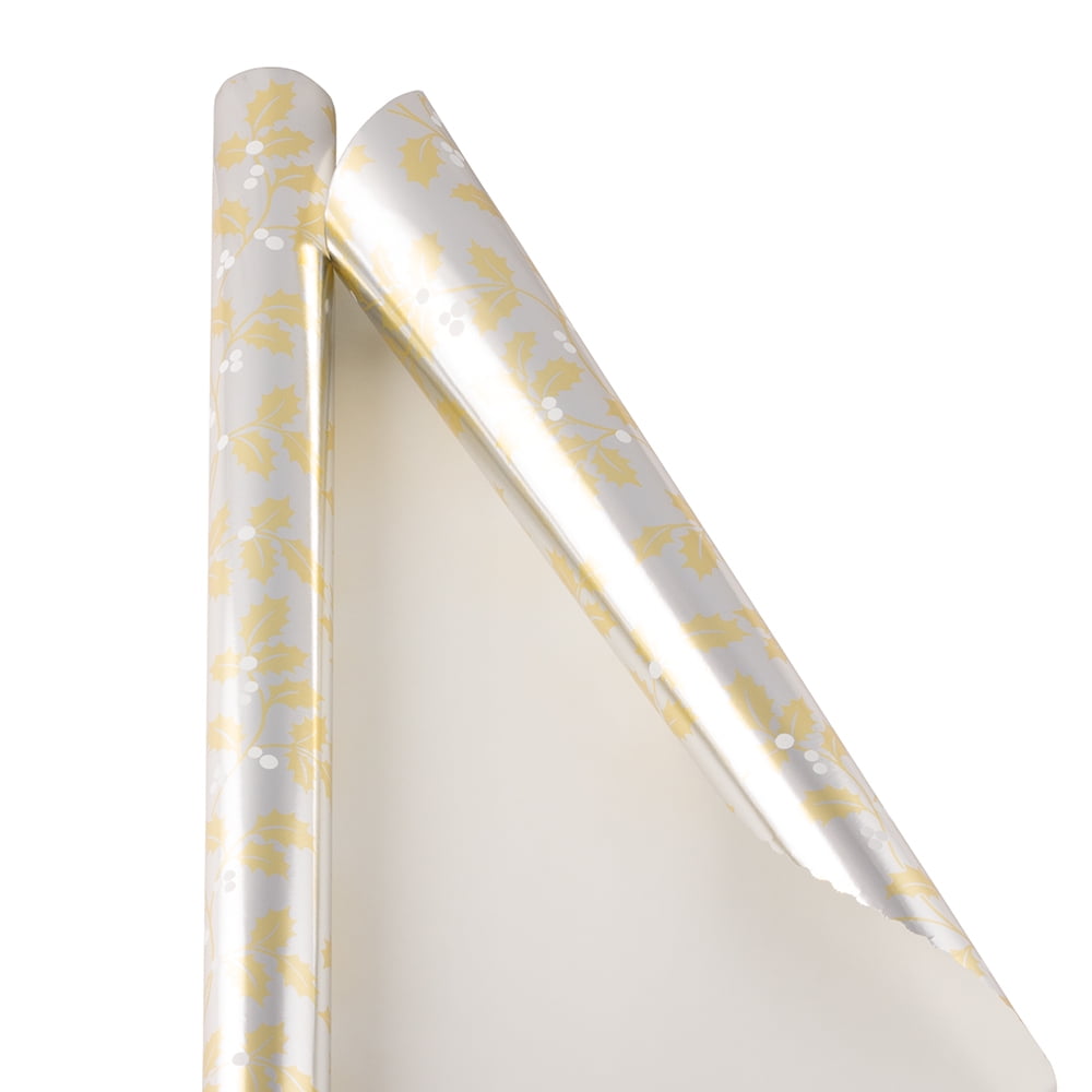 JAM Paper Christmas Wrapping Paper, 12 Sq ft, 1/Pack, Gold & Silver ...