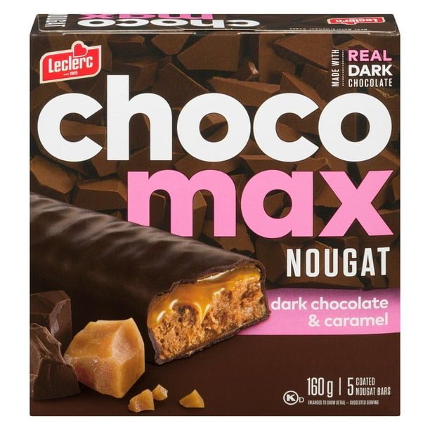 Leclerc Chocomax Dark Chocolate & Caramel Nougat Bars, 160g/5 nougat ...